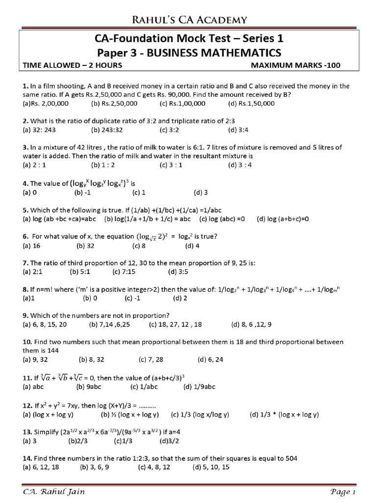 3-Maths Mock 1 | PDF