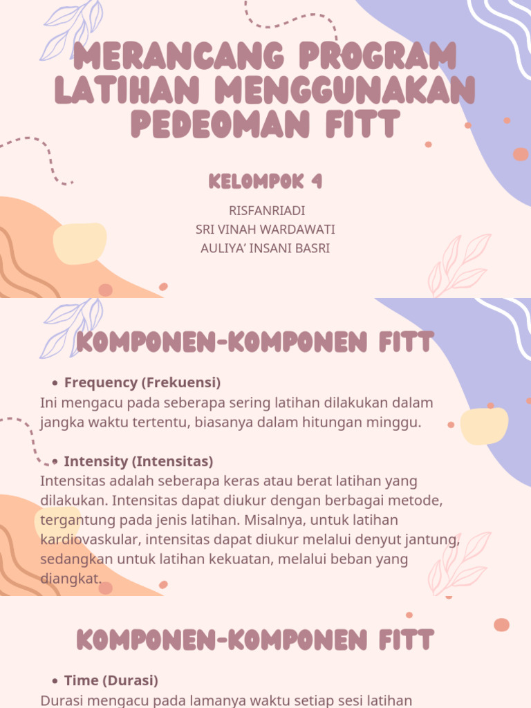 Merancang Program Latihan Menggunakan Pedeoman Fitt (Kelompok 4) | PDF ...