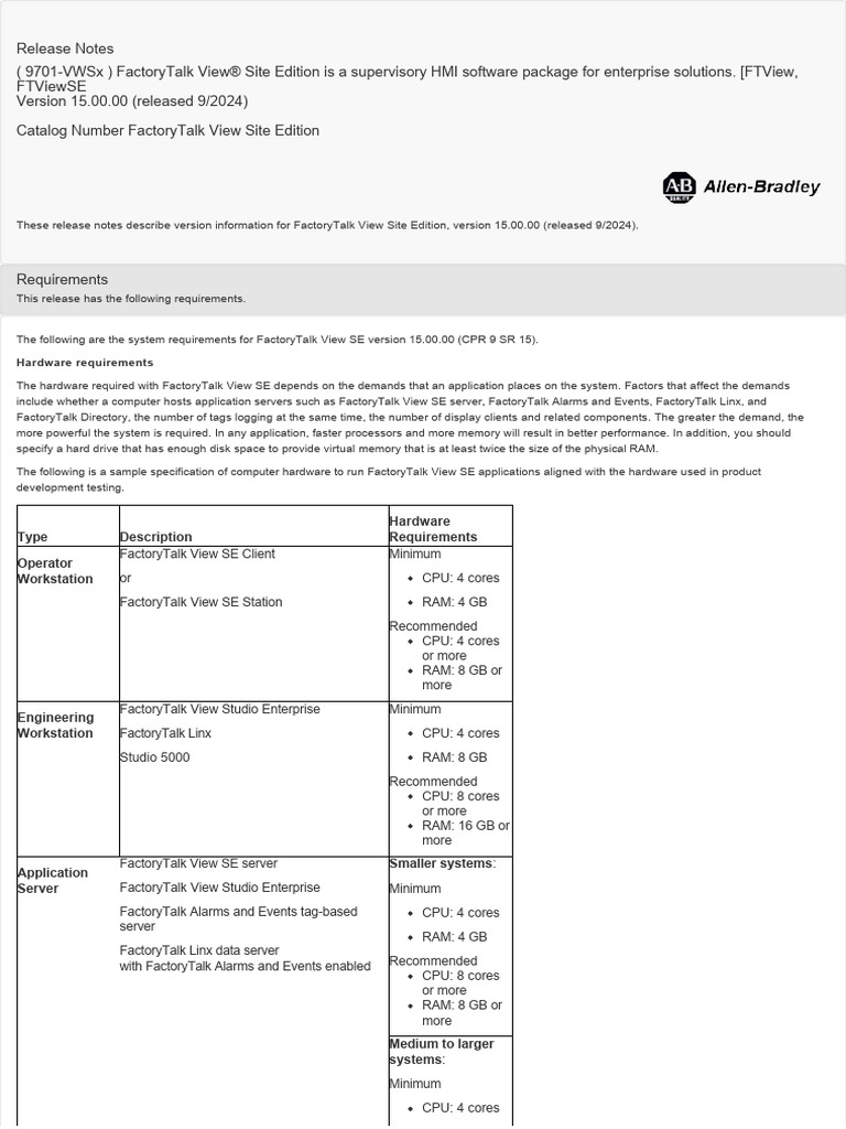 FactoryTalk View Site Edition - 15.00.00 (Released 9 - 2024) | PDF ...
