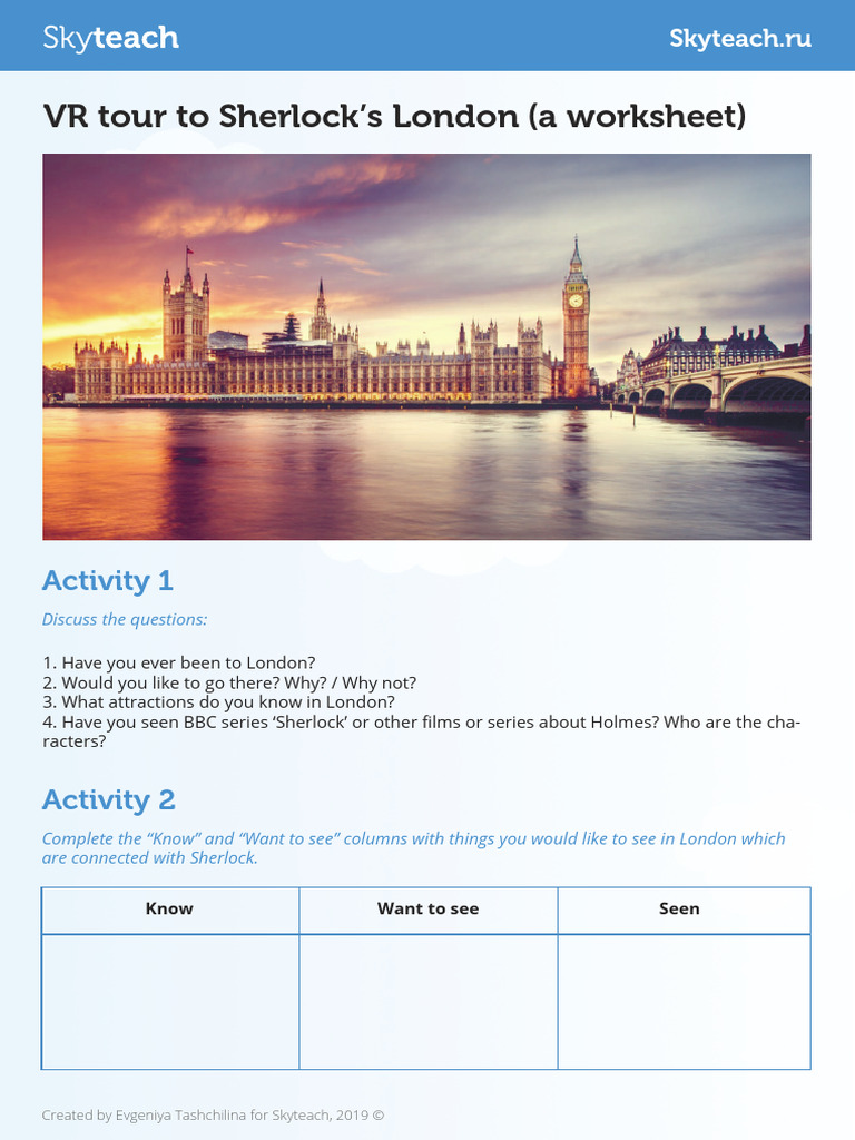 VR Tour To Sherlocks London Worksheet | PDF | Games & Activities ...