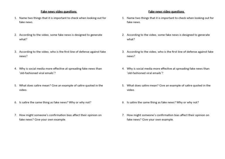 Fake News Awareness Quiz | PDF