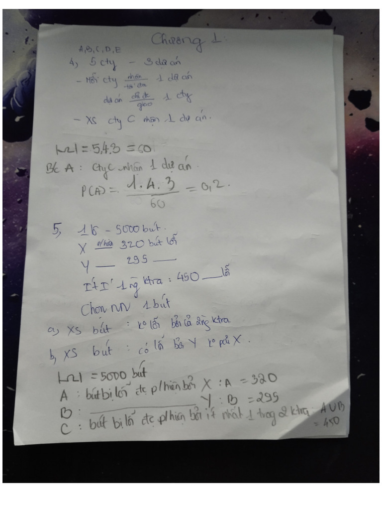 Bài Tập Xstk - Chương i | PDF