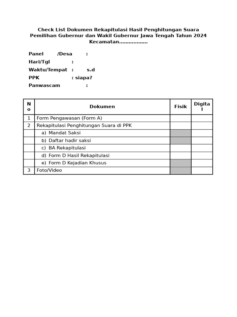 Check List Kelengkapan Dokumen-1 | PDF