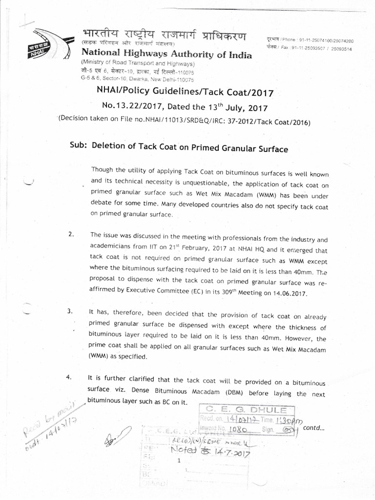 Delation of Tack Coat On Primed Granular Surface | PDF | Road ...