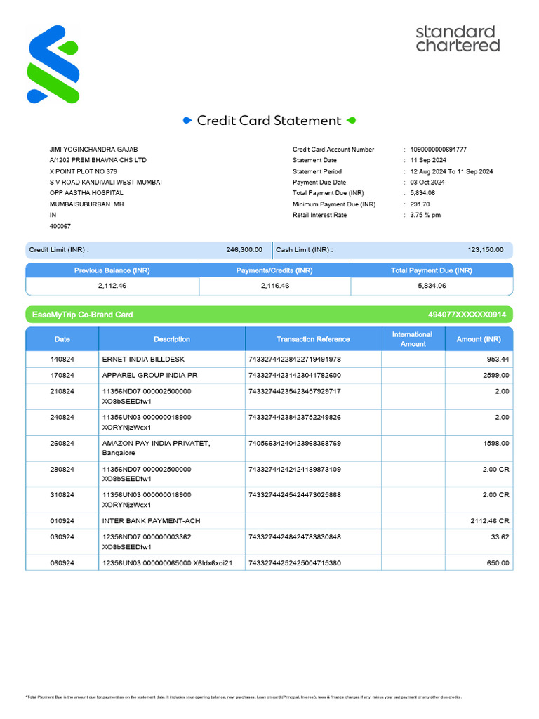 SC SEP 2024 | PDF | Credit Card | Cheque
