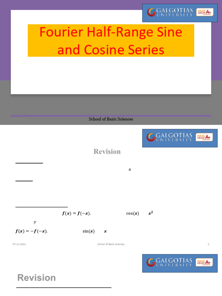Half-Range Fourier Sine and Cosine Series | PDF | Trigonometric ...