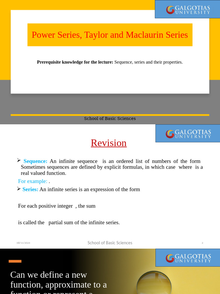 Power Series, Taylor & Maclaurin Series | PDF | Power Series | Series ...