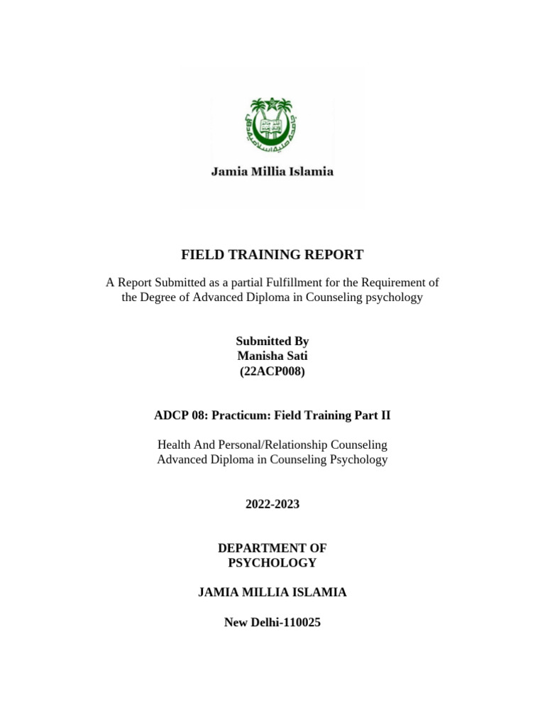 Field Report - Clinic | PDF | Psychotherapy | Mania