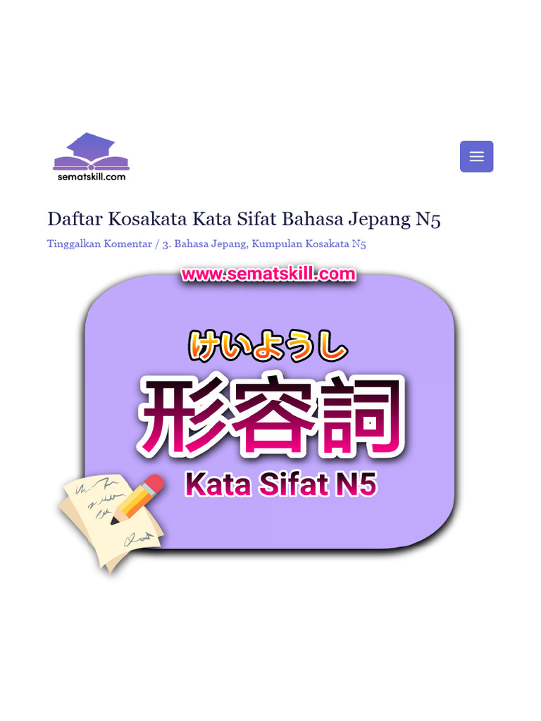 Kosakata Sifat Jepang N5 | PDF