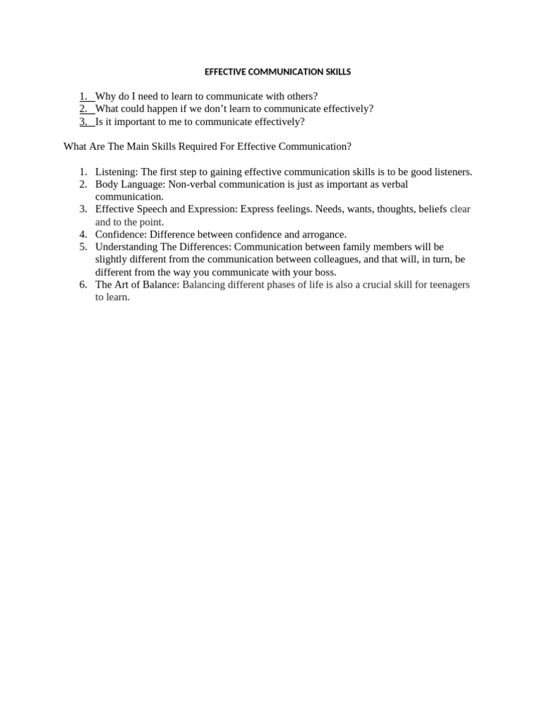 Effective Communication Skills | PDF | Career & Growth