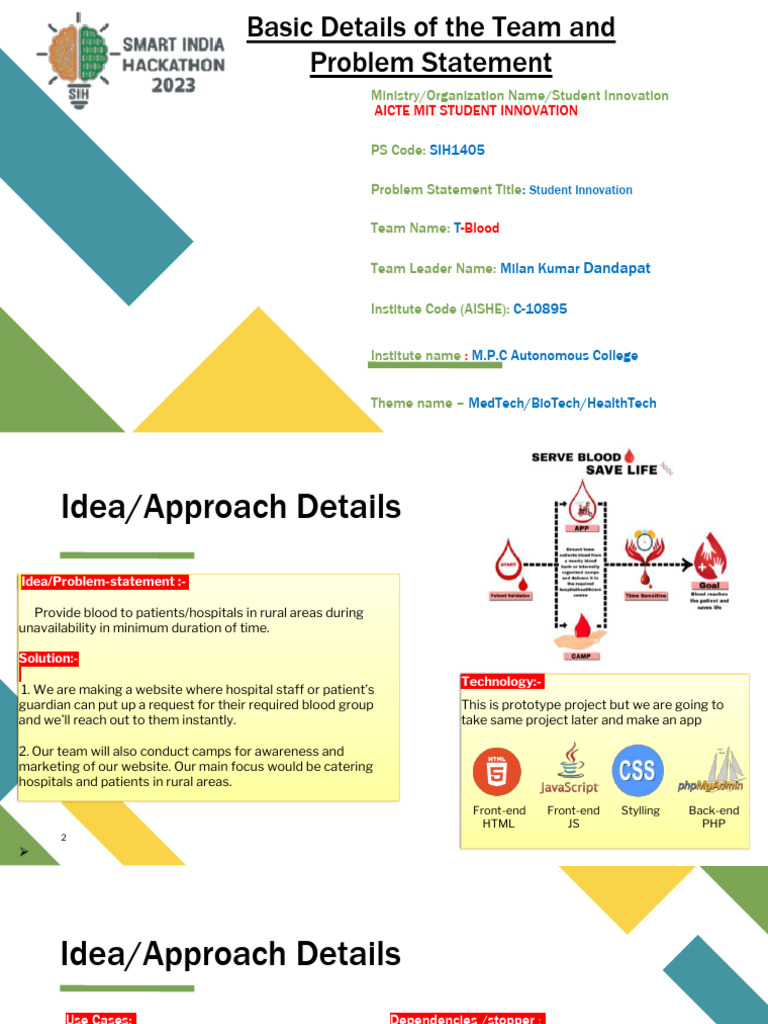 Sih Project T-Blood Team | PDF | Computing | Information Technology