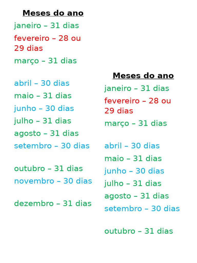 Meses Do Ano para Colar No Caderno Diário | PDF | Artes Linguísticas e ...