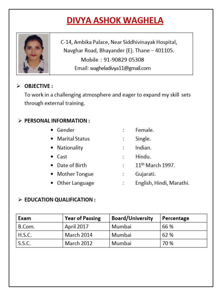 New Updated CV Divya W | PDF