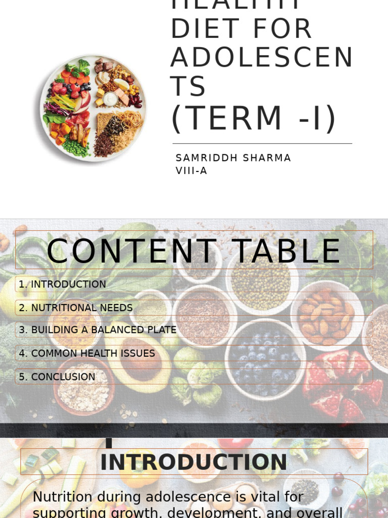 Healthy Diet For Adolescents by - Samriddh Sharma Viii-A | PDF ...