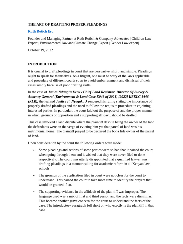 The Art of Drafting Proper Pleadings | PDF | Pleading | Lawsuit