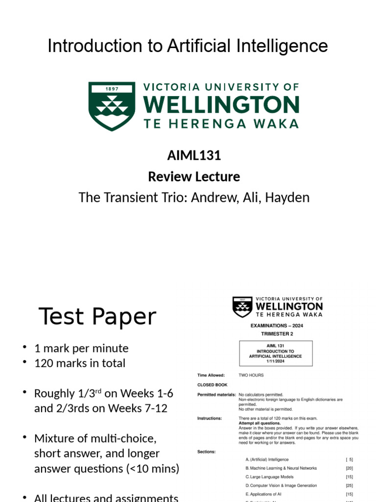 Aiml131 Week12 3 Review Lecture - Tagged | PDF | Career & Growth
