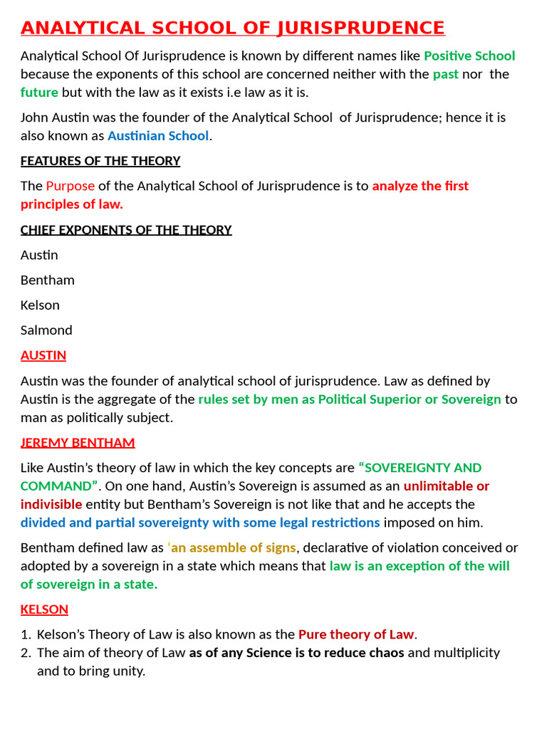 Schools of Jurisprudence | PDF | Jurisprudence | Sovereignty