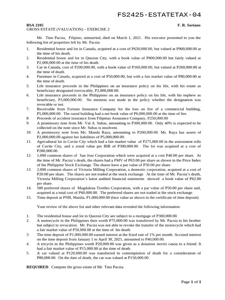 estate | PDF | Stocks | Financial Accounting