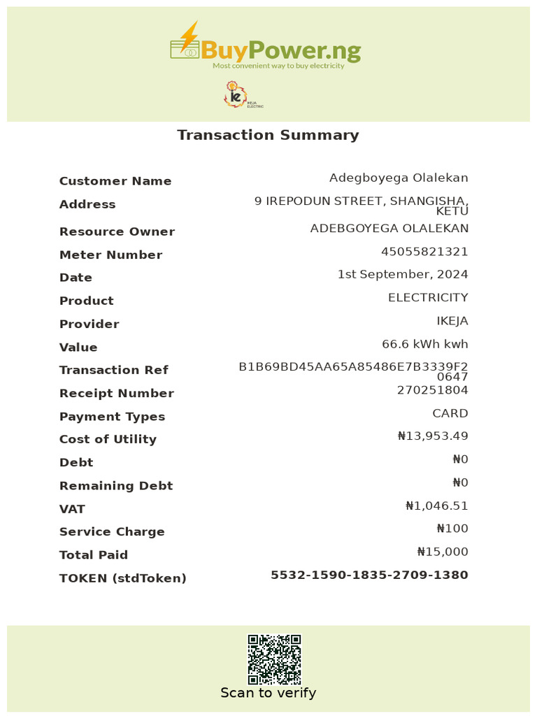 Buy Power Receipt | PDF