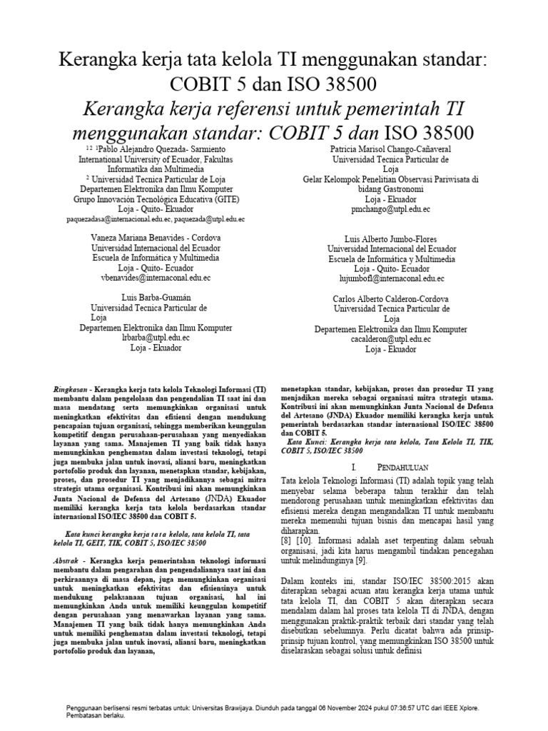 Referent - Framework - To - Government - of - IT - Using - Standards - COBIT - 5 - and - ISO ...