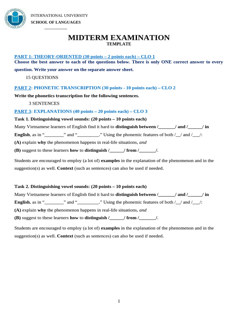 Phonetics & Phonology Midterm Template | PDF | Teaching Methods & Materials