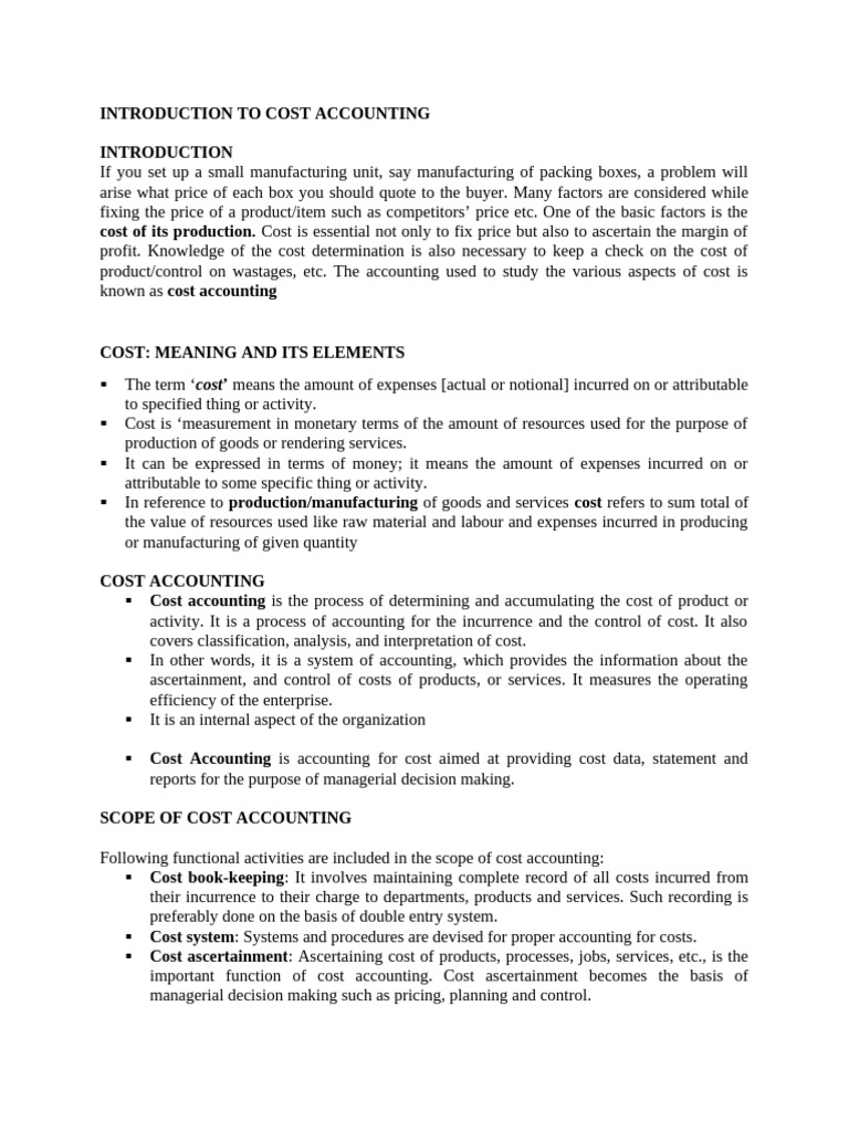 INTRODUCTION 2019 | PDF | Cost Accounting | Cost Of Goods Sold