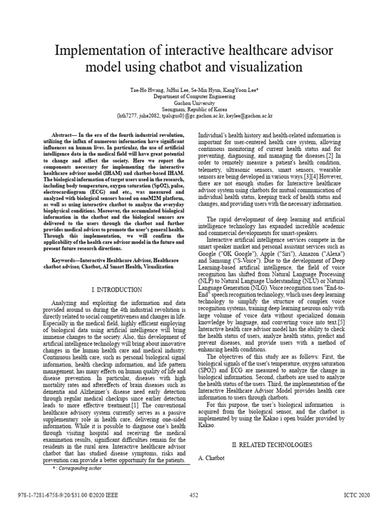 Implementation of Interactive Healthcare Advisor Model Using Chatbot ...