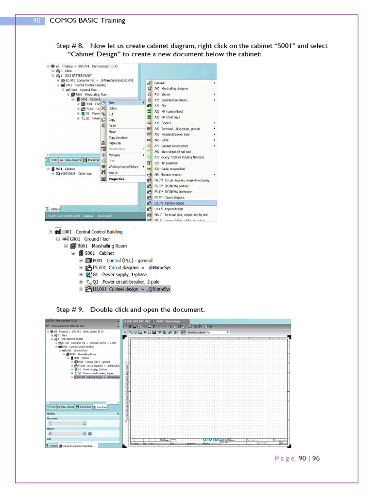 COMOS Cabinet Design Training Guide | PDF