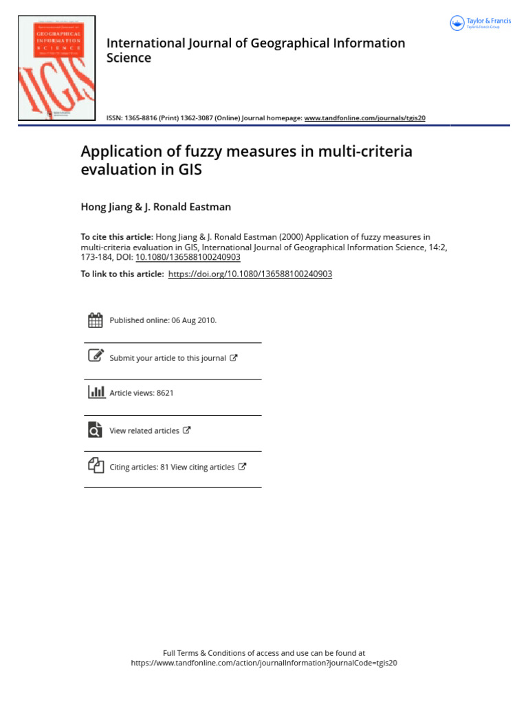 Application of Fuzzy Measures in Multi-Criteria Evaluation in GIS | PDF | Fuzzy Logic ...