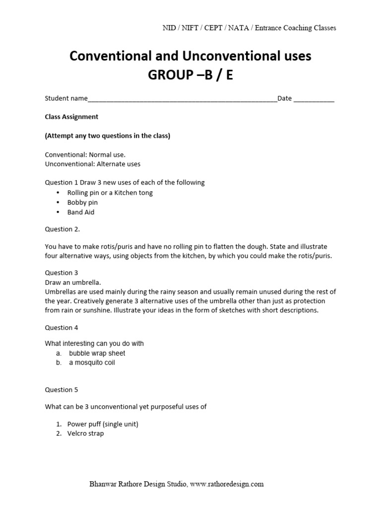 Conventional and Unconventional Uses of Objects Practice Exercises | PDF