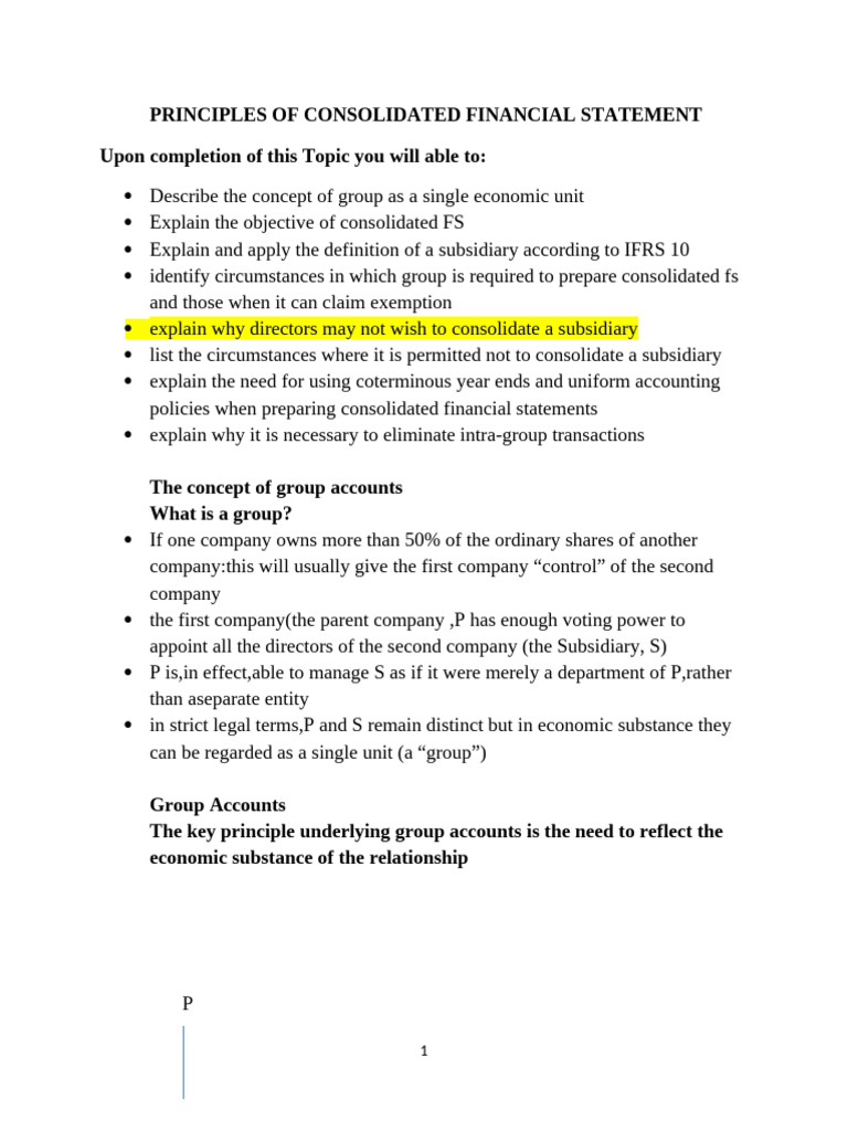 Consolidated Financial Statement Principles | PDF | Goodwill ...