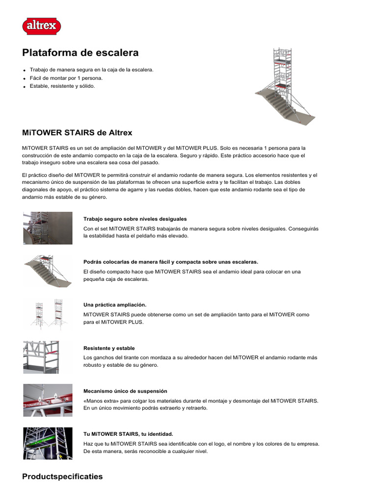 Manual Implemento Andamio MiTower Stairs | PDF | Hogar y jardín