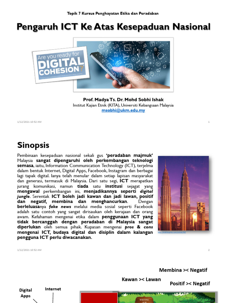 Topik 7 - Teknologi Maklumat Dan Komunikasi Penggerak Kesepaduan ...