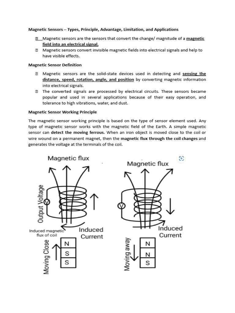 Magnetic Sensors: Types and Principles | PDF | Inductor | Magnetometer