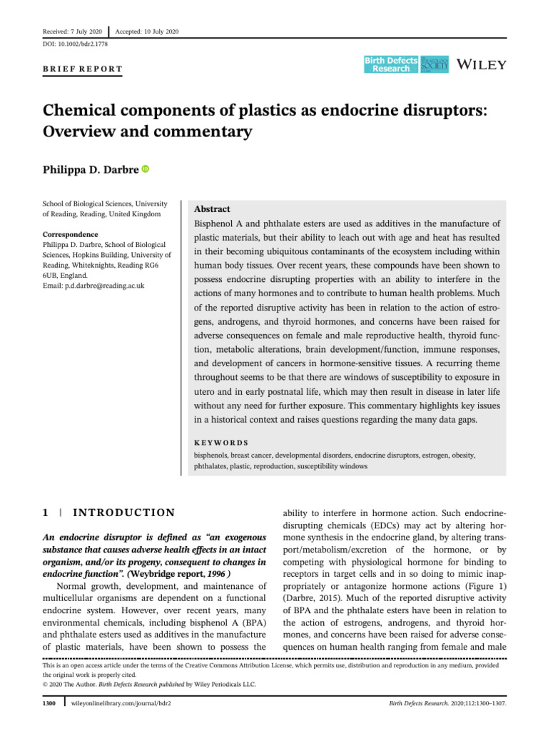 Birth Defects Research - 2020 - Darbre - Chemical Components of ...