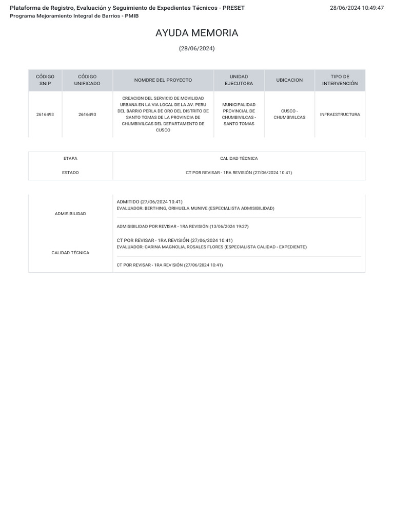 Pistas Av. Perú - PMIB-MVCS | PDF