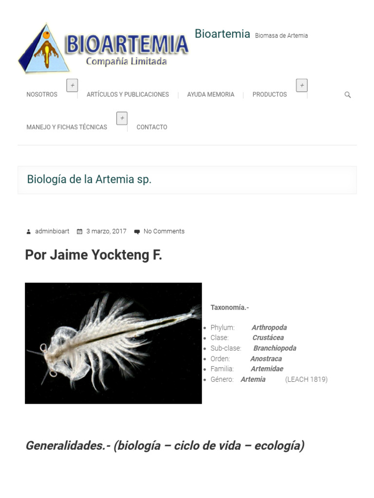 Biología de La Artemia Sp. - Bioartemia | PDF | Entorno natural | Ecología