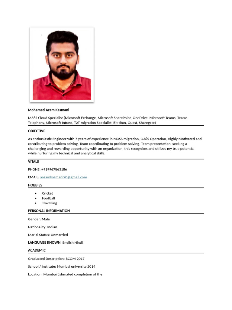 Azam Kasmani Resume | PDF | Share Point | Computer Science Azam Kasmani Resume | PDF | Share Point | Computer Science
