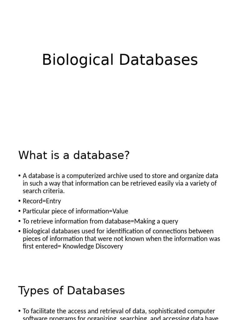 Biological Databases | PDF | Nucleic Acid Sequence | Databases