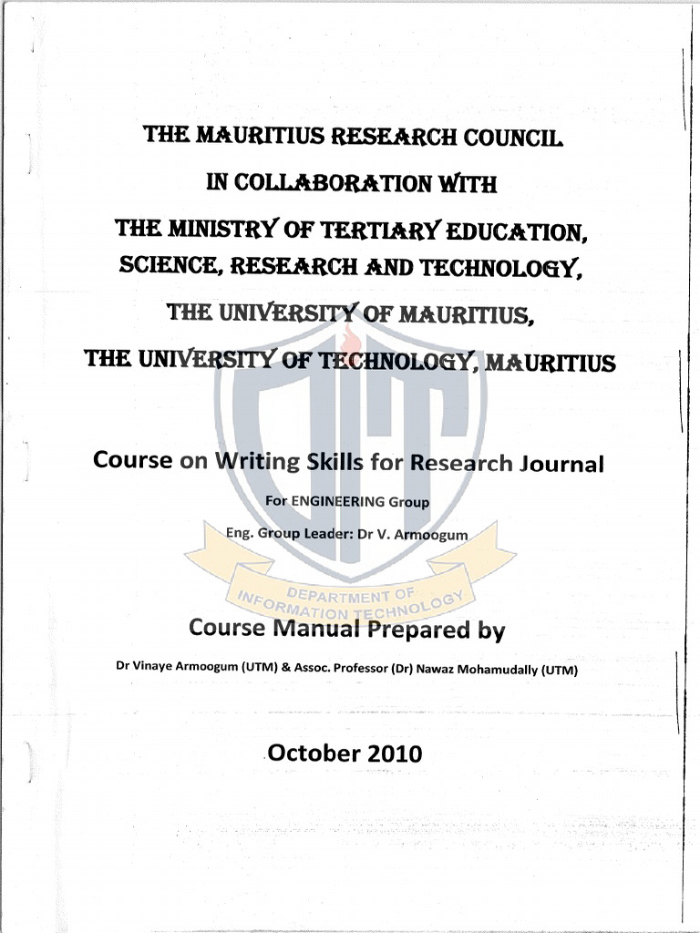 Course On Writing Skills For Research Journal | PDF