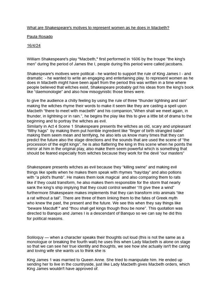 Paula Rosado - Macbeth - Final Draft | PDF | Macbeth