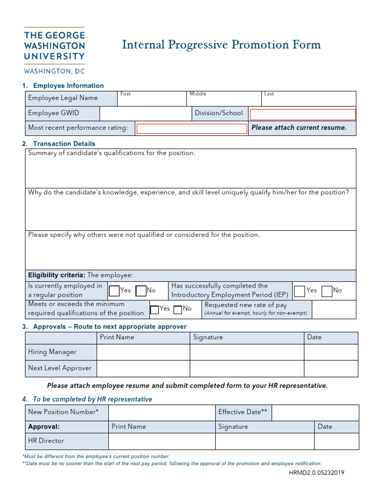 Internal Promotion Form Guidelines | PDF