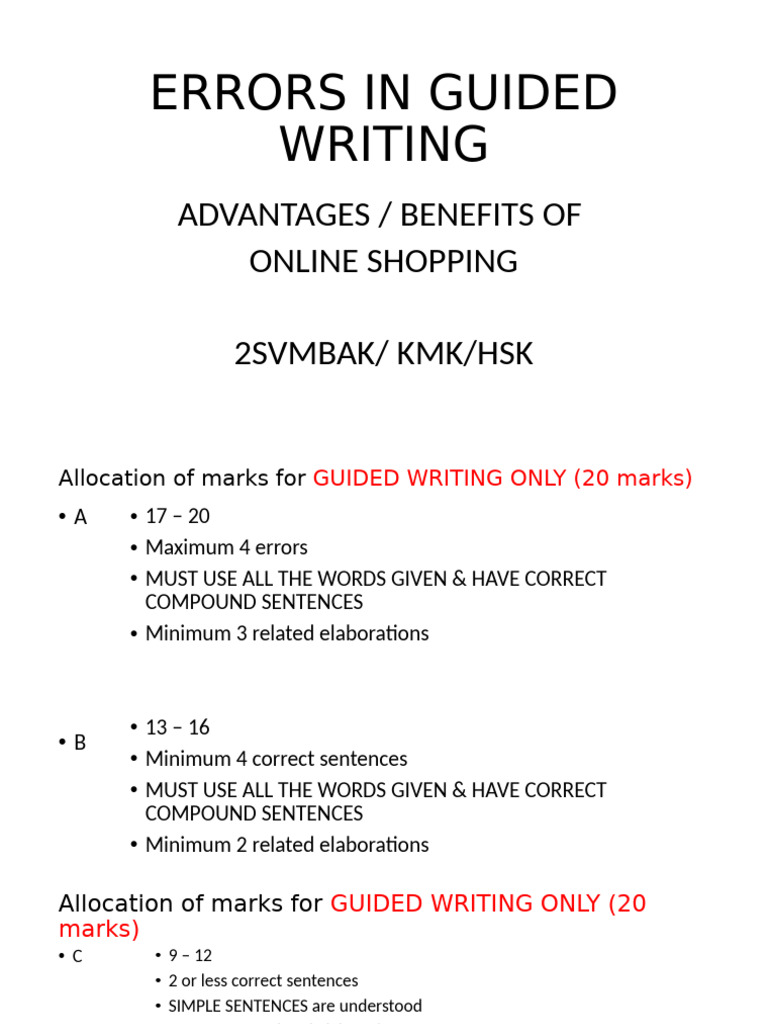 Errors in Guided Writing 2svm KMK Bak HSK Online Shopping | PDF | Online Shopping | Business Process