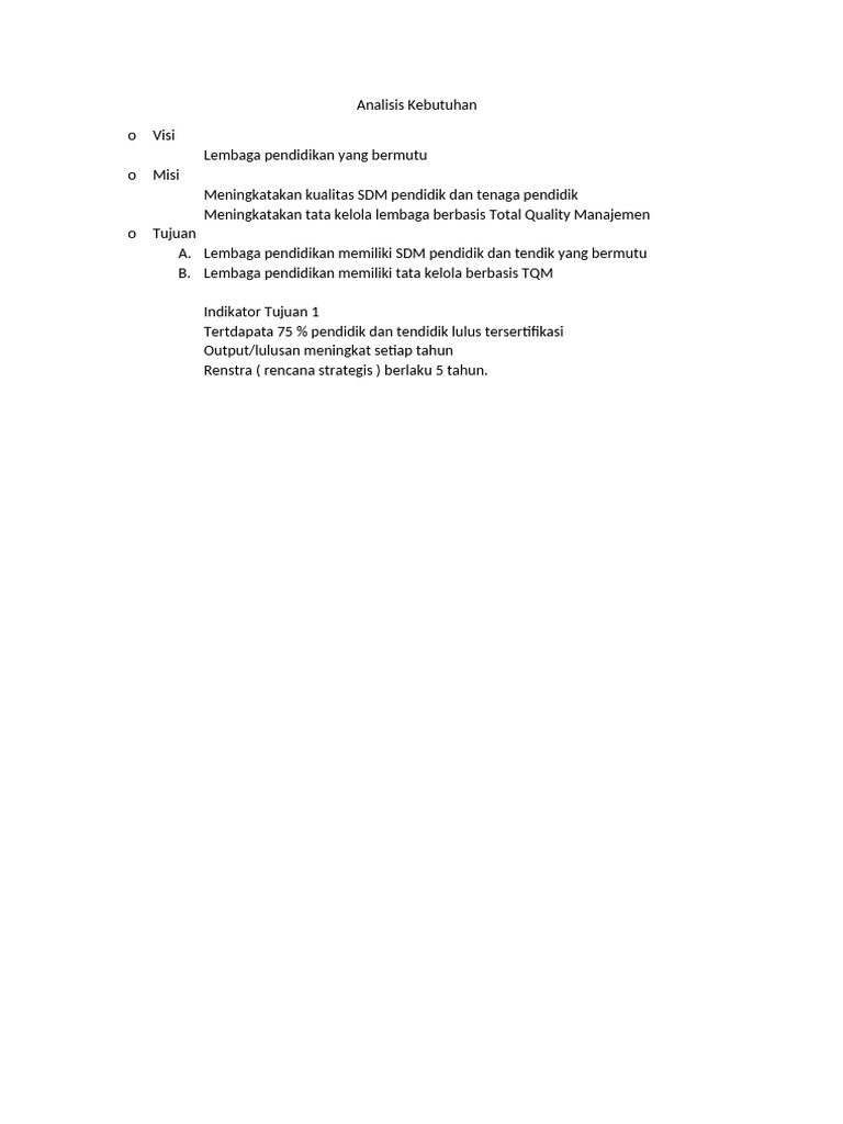 Analisis Kebutuhan | PDF