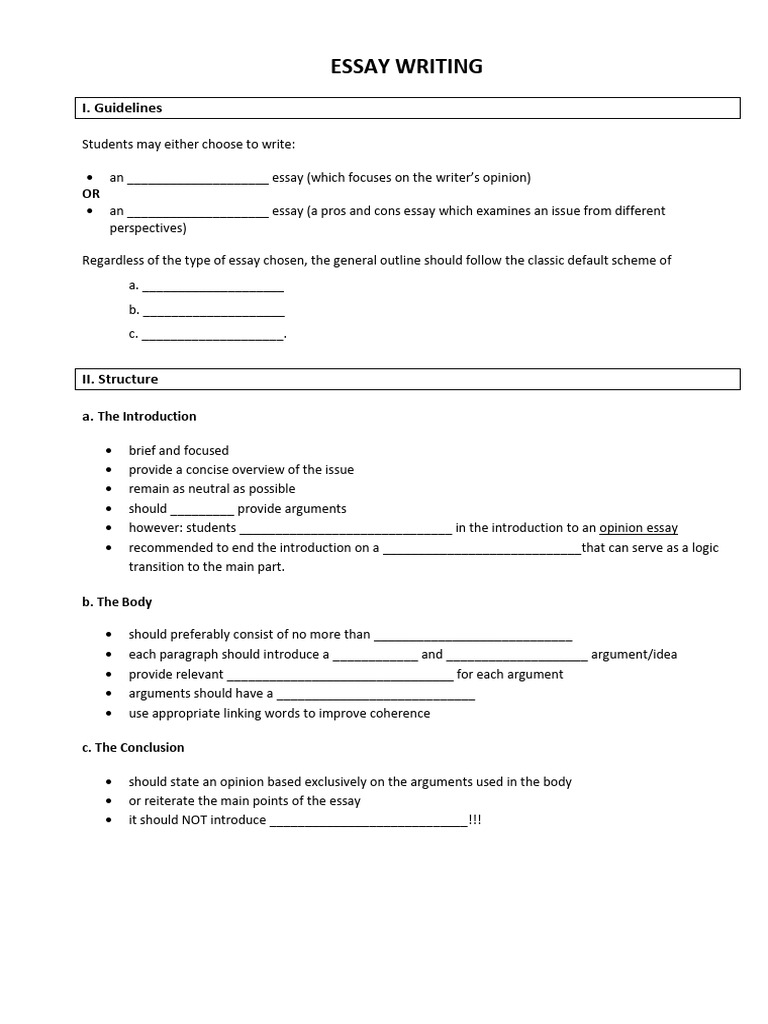 ESSAY WRITING - Gaps Handout | PDF | Essays | Argument