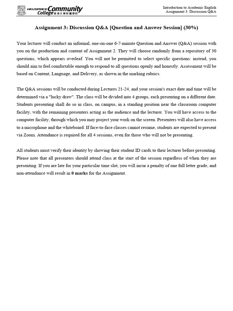 03 Assignment 3 Discussion QA Guidelines | PDF | Essays | Cognition