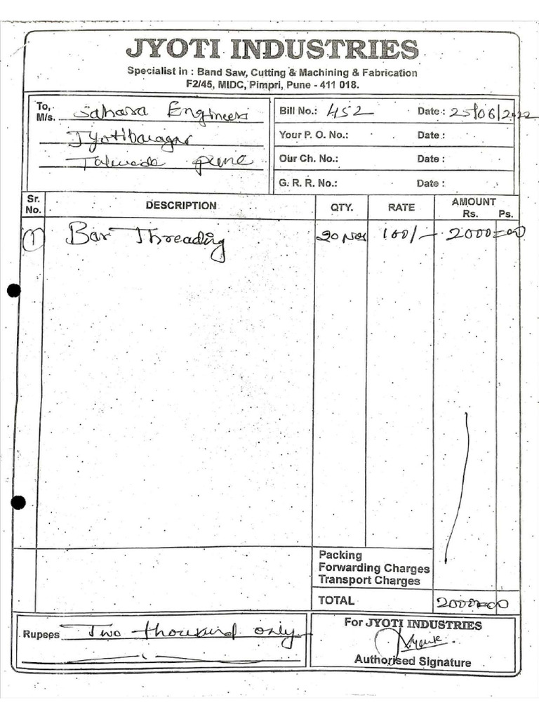 Threading Bill | PDF