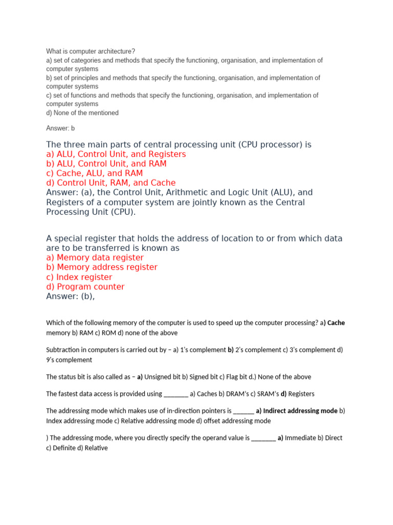 What is computer architecture | PDF | Random Access Memory | Central Processing Unit