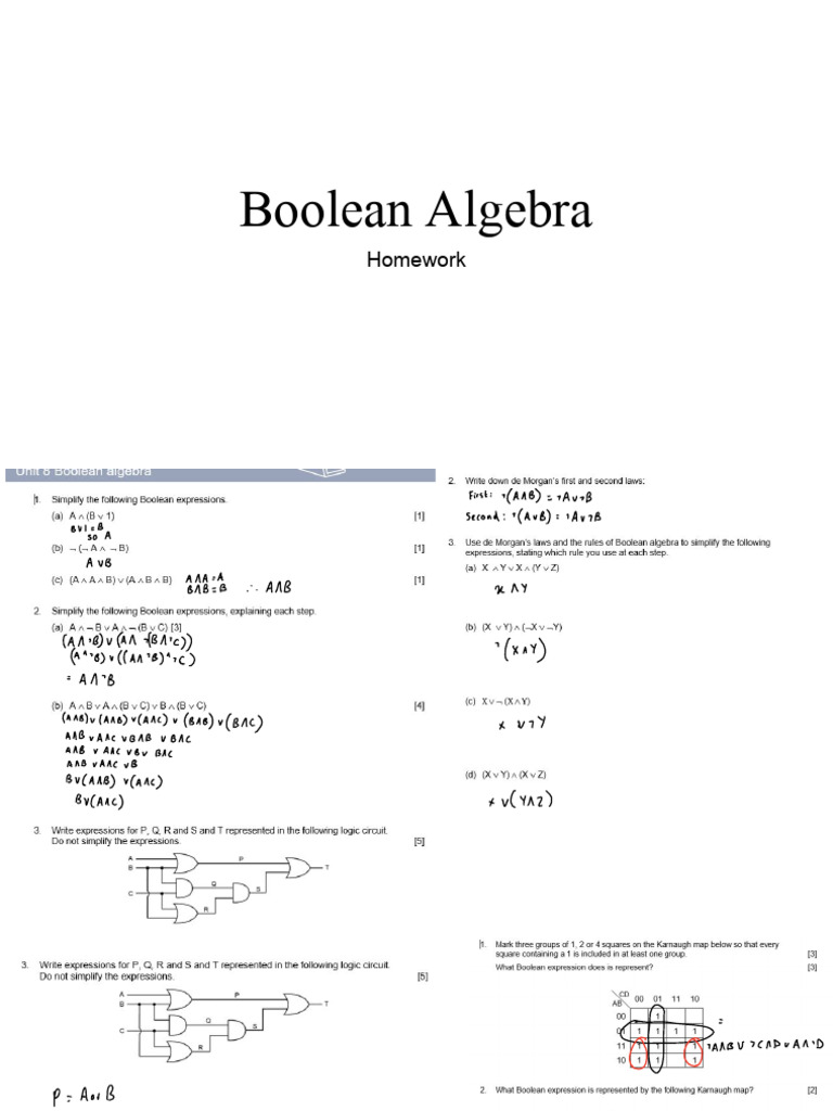 Boolean Algebra Homework 4 | PDF
