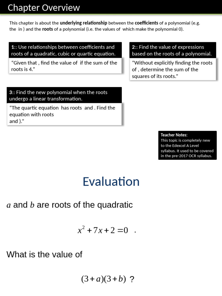 Functions of Roots and Linear Transformations of Roots | PDF ...